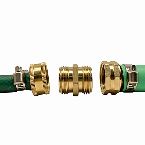 2 Pack 3/4 Inch Brass Garden Hose Adapter Male to Male Quick Connector