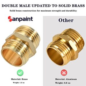 2 Pack 3/4 Inch Brass Garden Hose Adapter Male to Male Quick Connector