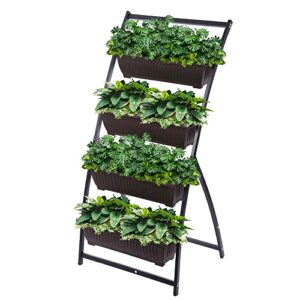 khomo gear vertical garden planter balcony garden outdoor 4 tier raised bed box with stacking planters indoor patio tower for plants vegetables flowers & herbs