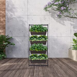 KHOMO GEAR Vertical Garden Planter Balcony Garden Outdoor 4 Tier Raised Bed Box with Stacking Planters Indoor Patio Tower for Plants Vegetables Flowers & Herbs