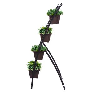 KHOMO GEAR Vertical Garden Planter Balcony Garden Outdoor 4 Tier Raised Bed Box with Stacking Planters Indoor Patio Tower for Plants Vegetables Flowers & Herbs