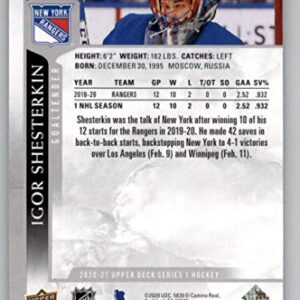 2020-21 Upper Deck Series 1 Hockey #123 Igor Shesterkin New York Rangers Official UD NHL Trading Card