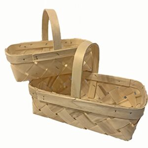 BERT'S GARDEN Farm Stand Nesting Baskets with Handles, Produce Baskets, Natural Wooden Baskets, Use as a Planter, Make Gift Baskets 2 Pack