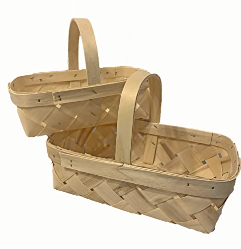 BERT'S GARDEN Farm Stand Nesting Baskets with Handles, Produce Baskets, Natural Wooden Baskets, Use as a Planter, Make Gift Baskets 2 Pack