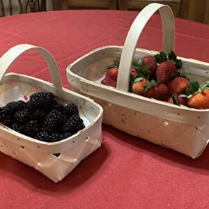 BERT'S GARDEN Farm Stand Nesting Baskets with Handles, Produce Baskets, Natural Wooden Baskets, Use as a Planter, Make Gift Baskets 2 Pack