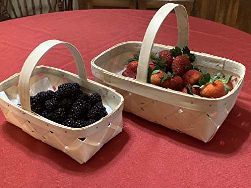 BERT'S GARDEN Farm Stand Nesting Baskets with Handles, Produce Baskets, Natural Wooden Baskets, Use as a Planter, Make Gift Baskets 2 Pack