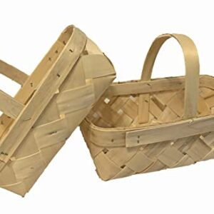 BERT'S GARDEN Farm Stand Nesting Baskets with Handles, Produce Baskets, Natural Wooden Baskets, Use as a Planter, Make Gift Baskets 2 Pack