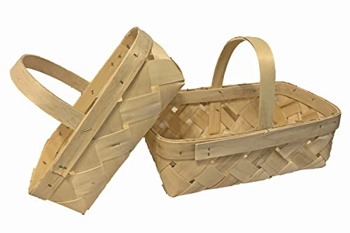 BERT'S GARDEN Farm Stand Nesting Baskets with Handles, Produce Baskets, Natural Wooden Baskets, Use as a Planter, Make Gift Baskets 2 Pack