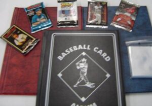 baseball card collection starter package – great birthday or christmas gift (9 pocket combo album, 5 baseball packs & pack of sleeves) baseball, football, basketball, hockey, nascar, sportscards, gaming & trading cards collecting, red baseball album