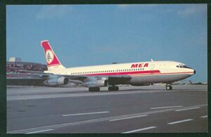 mea middle east airlines boeing b-720 roissy airport paris france commercial airplane postcard