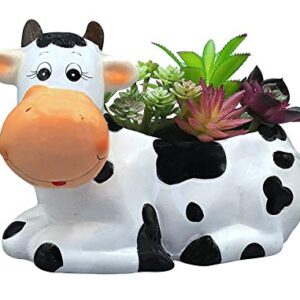 Sixdrop Cow Planter Pot - 9" - Cow Print Party Decoration - Cow Stuff Garden Backyard Flower Ceramic Succulent Planter - UFO Cow Theme Decoration La Vaca