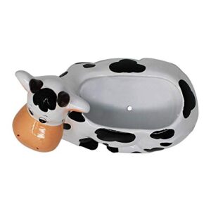 Sixdrop Cow Planter Pot - 9" - Cow Print Party Decoration - Cow Stuff Garden Backyard Flower Ceramic Succulent Planter - UFO Cow Theme Decoration La Vaca