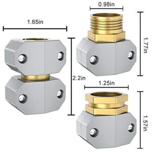 VLAY Heavy Dutty Garden Hose Repair Fittings,Two Pairs of Metal Hose Mender for 5/8" and 3/4" Hoses Easy to use Hose Repair Mender with Leakproof Seal Design