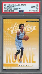 ja morant 2019 panini absolute memorabilia yellow rookie card #2 psa 10