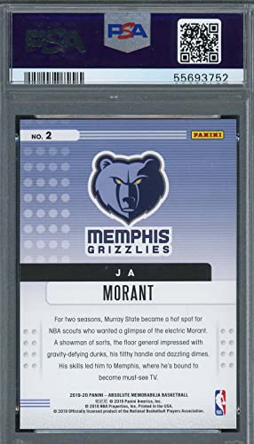 Ja Morant 2019 Panini Absolute Memorabilia Yellow Rookie Card #2 PSA 10