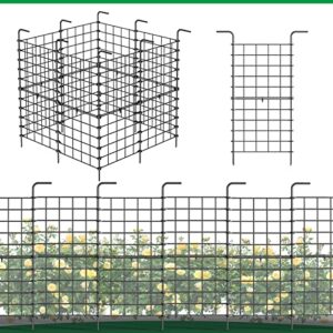 16 pack decorative garden fence no dig fencing animal barrier fence or dog rabbits 24 inch(h) x 11 ft(l) rustproof metal wire garden fence border, flower edging for yard landscape patio outdoor decor