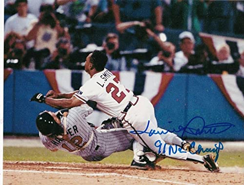 LONNIE SMITH ATLANTA BRAVES 1991 NL CHAMPS ACTION SIGNED 8x10 - Autographed MLB Photos