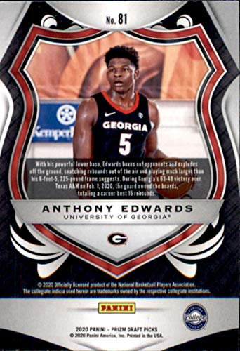 2020-21 Panini Prizm Draft Picks #81 Anthony Edwards RC Rookie Georgia Bulldogs Basketball Trading Card