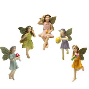 flower fairy pixie miniature garden fairies statue figurines resin garden ornaments micro landscape home garden lawn yard decorations (a)