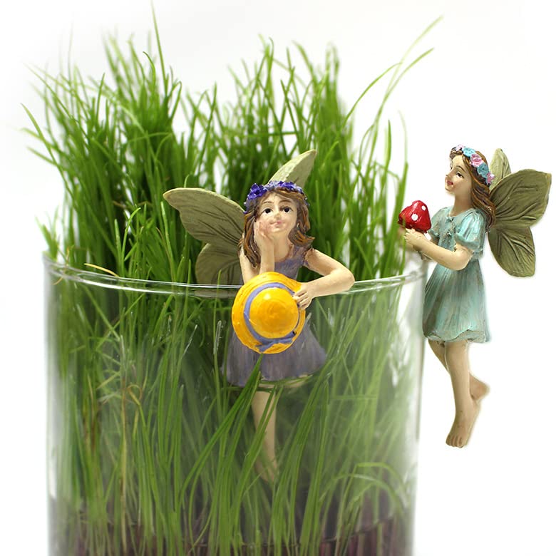 Flower Fairy Pixie Miniature Garden Fairies Statue Figurines Resin Garden Ornaments Micro Landscape Home Garden Lawn Yard Decorations (A)