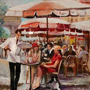 (SOLD) Cafe on the Champs Elysees - Paris cafe by internationally renown painter Yary Dluhos