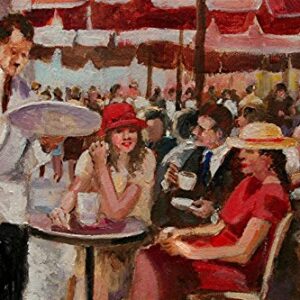 (SOLD) Cafe on the Champs Elysees - Paris cafe by internationally renown painter Yary Dluhos