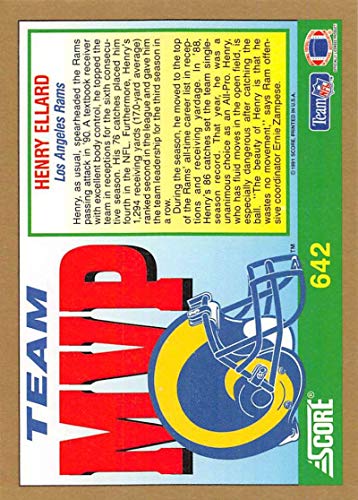 1991 Score Football #642 Henry Ellard Los Angeles Rams Official NFL Trading Card