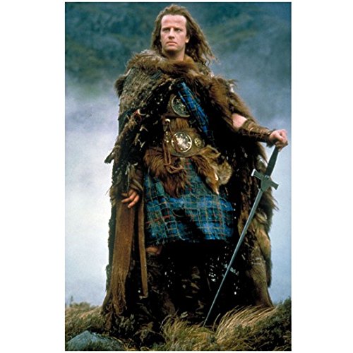 Highlander: The Series, Movie 8 x 10 Photo Connor MacLeod/Christopher Lambert w/Sword in Tartan Plaid and Furs kn