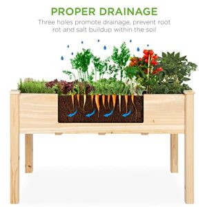 Best Choice Products 48x24x30in Raised Garden Bed, Elevated Wood Planter Box Stand for Backyard, Patio, Balcony w/Bed Liner, 200lb Capacity - Natural