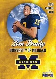 1999 pre rookie college card tom brady university of michigan in a one touch magnetic case