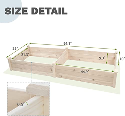 Betterland 8 FT Wooden Raised Garden Bed Outdoor Elevated Flower Planter Box Kit for Vegetables Fruits Herb Grow Yard Gardening, Natural