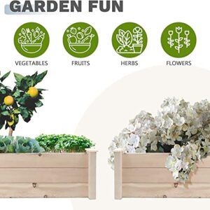 Betterland 8 FT Wooden Raised Garden Bed Outdoor Elevated Flower Planter Box Kit for Vegetables Fruits Herb Grow Yard Gardening, Natural