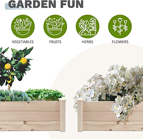 Betterland 8 FT Wooden Raised Garden Bed Outdoor Elevated Flower Planter Box Kit for Vegetables Fruits Herb Grow Yard Gardening, Natural