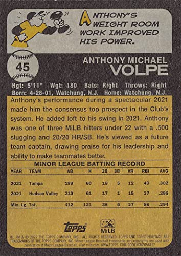 2022 Topps Heritage Minors #45 Anthony Volpe