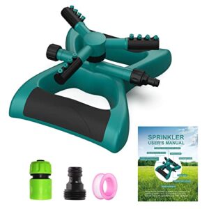 LAOZHOU Sprinkler Water Sprinklers for Lawn Yard and Garden Large Coverage Area Oscillating Hose 360 Degree Rotating Sprinkler Irrigation System (Green) (LS-2022)