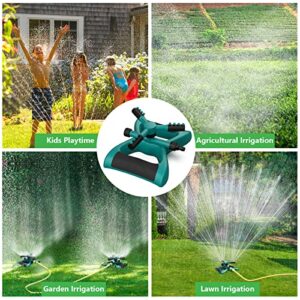 LAOZHOU Sprinkler Water Sprinklers for Lawn Yard and Garden Large Coverage Area Oscillating Hose 360 Degree Rotating Sprinkler Irrigation System (Green) (LS-2022)