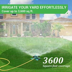 LAOZHOU Sprinkler Water Sprinklers for Lawn Yard and Garden Large Coverage Area Oscillating Hose 360 Degree Rotating Sprinkler Irrigation System (Green) (LS-2022)