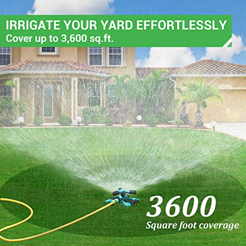 LAOZHOU Sprinkler Water Sprinklers for Lawn Yard and Garden Large Coverage Area Oscillating Hose 360 Degree Rotating Sprinkler Irrigation System (Green) (LS-2022)