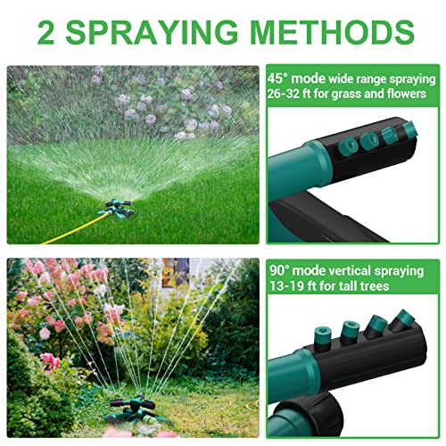 LAOZHOU Sprinkler Water Sprinklers for Lawn Yard and Garden Large Coverage Area Oscillating Hose 360 Degree Rotating Sprinkler Irrigation System (Green) (LS-2022)