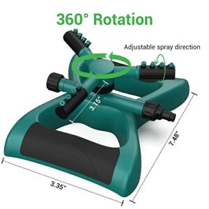 LAOZHOU Sprinkler Water Sprinklers for Lawn Yard and Garden Large Coverage Area Oscillating Hose 360 Degree Rotating Sprinkler Irrigation System (Green) (LS-2022)