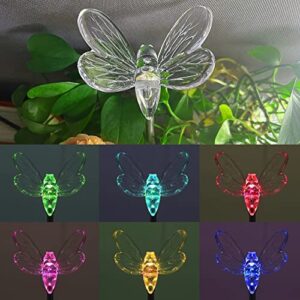 Glintoper 6 Pack Solar Garden Stake Lights Outdoor, Solar Butterfly Figurine Lights, Multi-Color Changing LED Landscape Lighting, Sparkling Star Flower Hummingbird Dragonfly Bee for Patio Yard Pathway