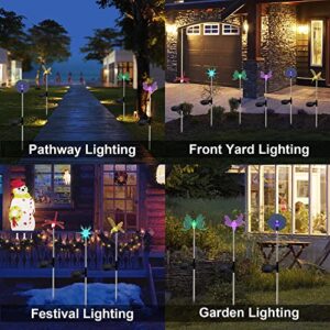 Glintoper 6 Pack Solar Garden Stake Lights Outdoor, Solar Butterfly Figurine Lights, Multi-Color Changing LED Landscape Lighting, Sparkling Star Flower Hummingbird Dragonfly Bee for Patio Yard Pathway