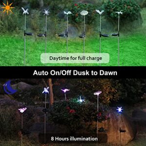 Glintoper 6 Pack Solar Garden Stake Lights Outdoor, Solar Butterfly Figurine Lights, Multi-Color Changing LED Landscape Lighting, Sparkling Star Flower Hummingbird Dragonfly Bee for Patio Yard Pathway