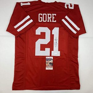 autographed/signed frank gore san francisco red football jersey jsa coa