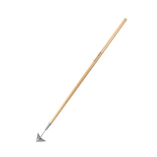 Berry&Bird Triangle Hoe, 60.2'' Winged Weeder Hoe with Long Wood Handle, Gardener Stainless Steel Warren Hoe, Garden Weeder Hoe Tool for Gardening Weeding Digging Soil Loosening Edging & Cultivating