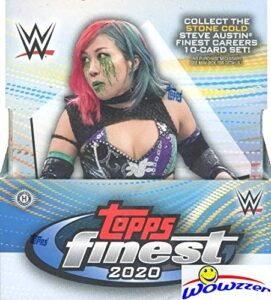 2020 topps finest wwe wrestling factory sealed hobby box with (2) autographs !! look for autos of roman reigns, liv morgan, sasha banks, bayley, rhea ripley & more! wowzzer!