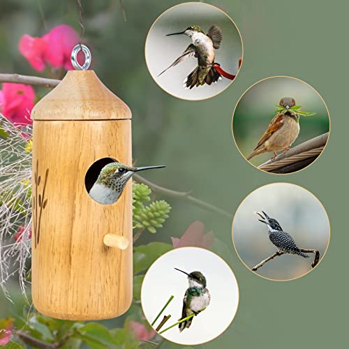 Humming Bird Houses for Outside Hanging Wooden Hummingbird Nest for Garden 3Pack