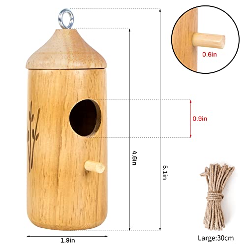 Humming Bird Houses for Outside Hanging Wooden Hummingbird Nest for Garden 3Pack