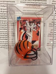 ja’marr chase cincinnati bengals mini helmet football rookie card display case collectible auto shadowbox autograph lsu rc jamarr