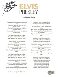 james burton signed elvis presley jailhouse rock lyric sheet 8.5×11 beckett coa